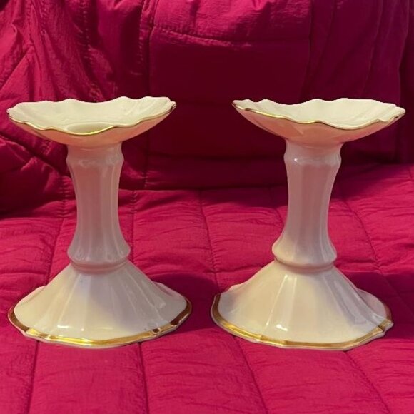 Lenox | Accents | Vintage Lenox Pair Symphony Candlesticks W Gold Trim ...